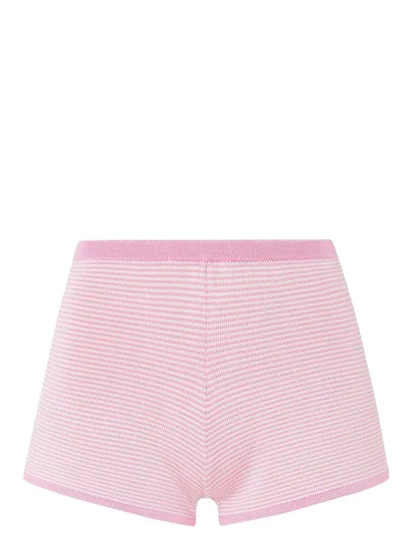 Calle Del Mar Striped Knitted Shorts - Pink