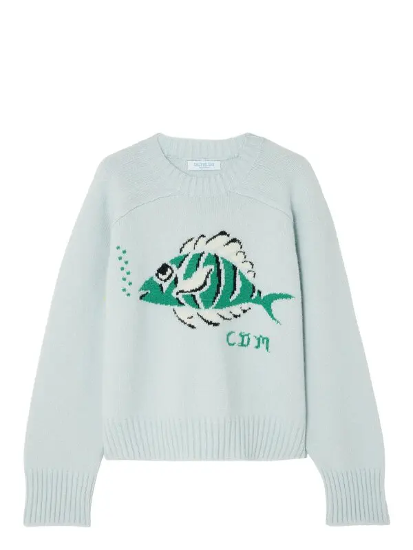 Calle Del Mar Intarsia-knit Cashmere Sweater - Blue