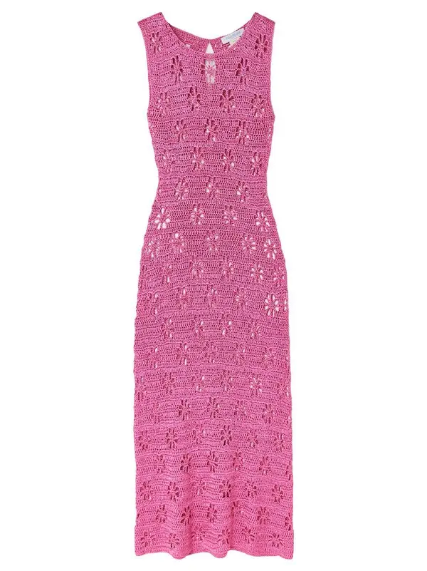 Calle Del Mar Crocheted Midi Dress - Pink