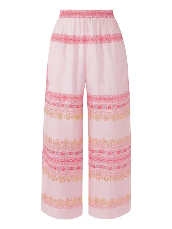 Alix Of Bohemia Otto Printed Silk-satin Wide-leg Pants - Pink