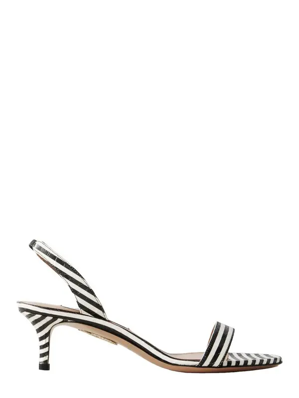 AQUAZZURA So Nude 50 Striped Elaphe Slingback Sandals - Black