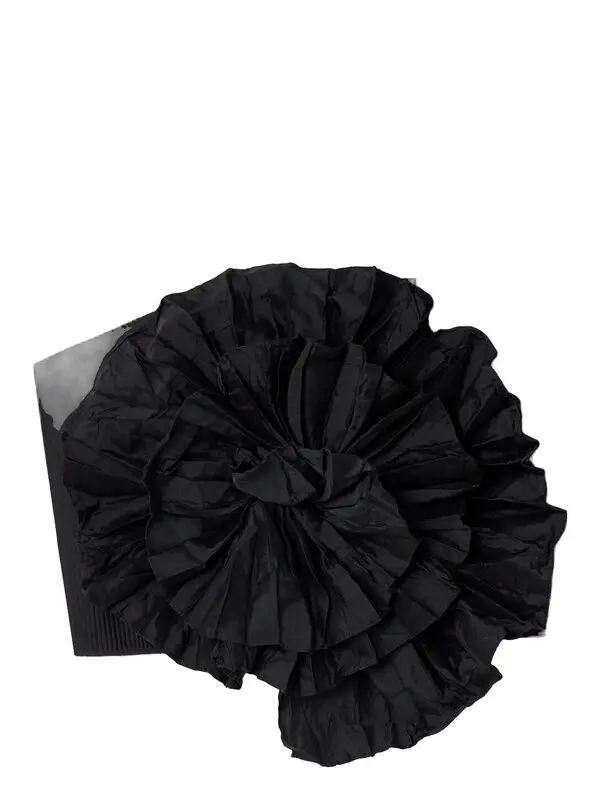 ANDRES OTALORA No Me Olvides Appliquéd Taffeta Top - Black