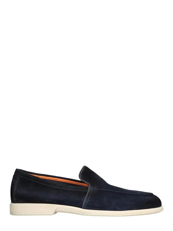 Santoni Suede Malibu Loafers - Navy