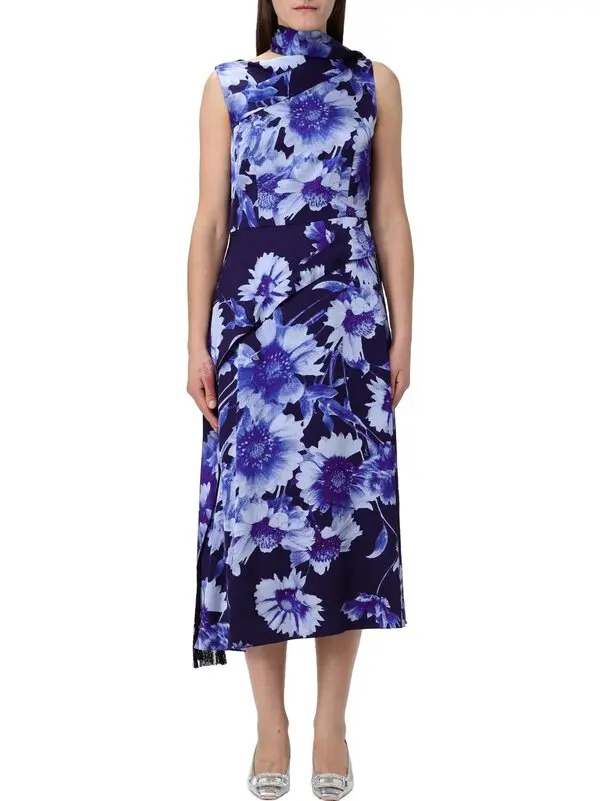 Erdem Floral Print Midi Dress - Blue