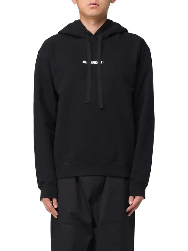JIL SANDER Cotton Logo Hoodie - Black