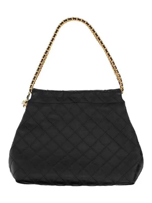 Tory Burch Fleming Quilted Lambskin Leather Shoulder Bag - Black