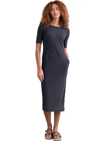 CELTIC & CO. Linen Blend Button Back Midi Dress - Navy