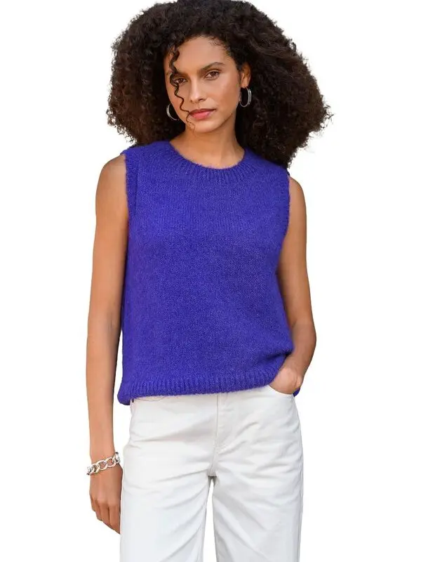 CELTIC & CO. Knit Crew Neck Tank Top - Cobalt