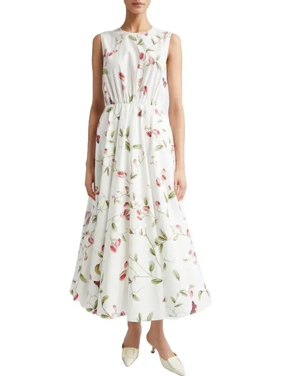 Giambattista Valli Tulip Print Cotton Poplin Dress - Ivory/ Multi