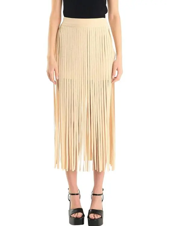 Endless Rose Knit Fringe Maxi Skirt - Light Beige