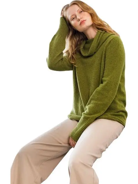 CELTIC & CO. Slouchy Cowl Neck Sweater - Fennel