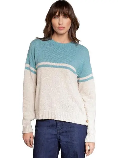 CELTIC & CO. Slub Yarn Colorblock Sweater - Skylight / Oatmeal