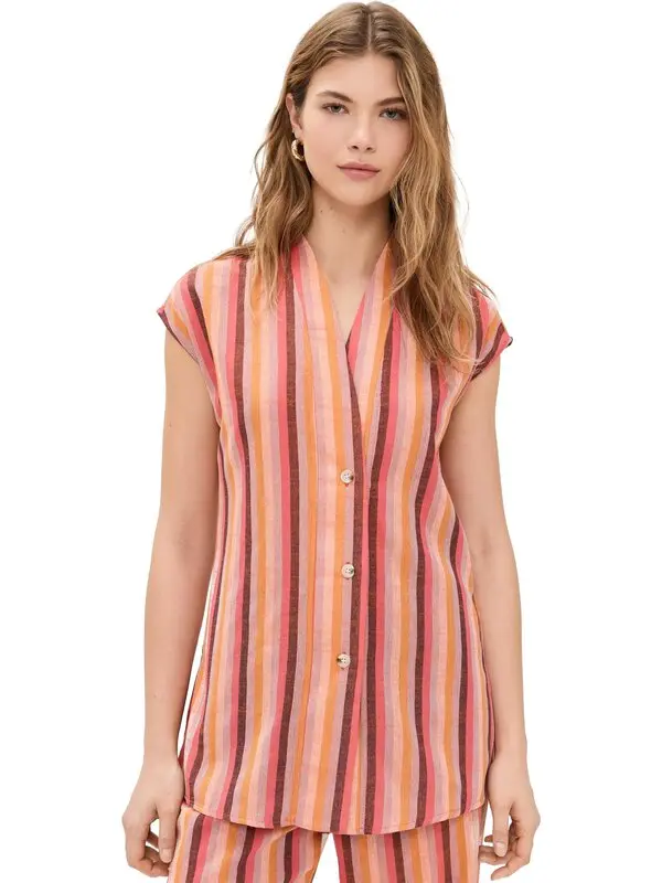 87ORIGINS Nabilla Striped Linen Top - Multi