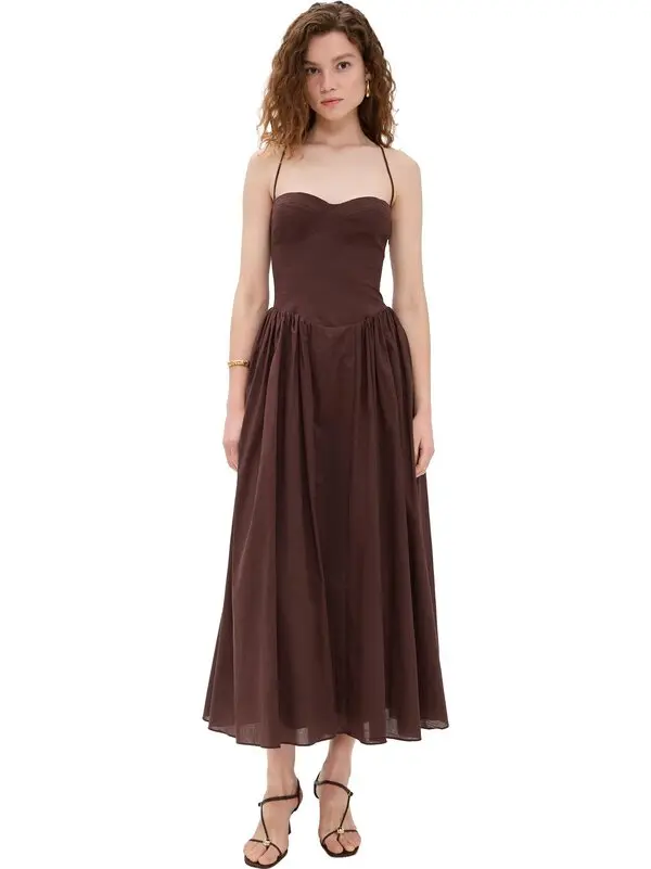 Bardot Estie Cotton Maxi Dress - Chocolate