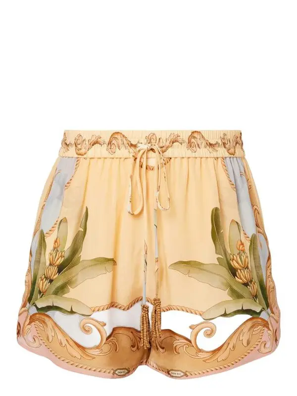 Farm Rio Printed Viscose Shorts - Yellow