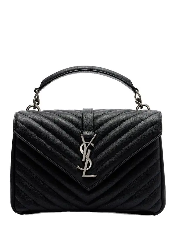 Saint Laurent Collège Medium Leather Shoulder Bag - Black