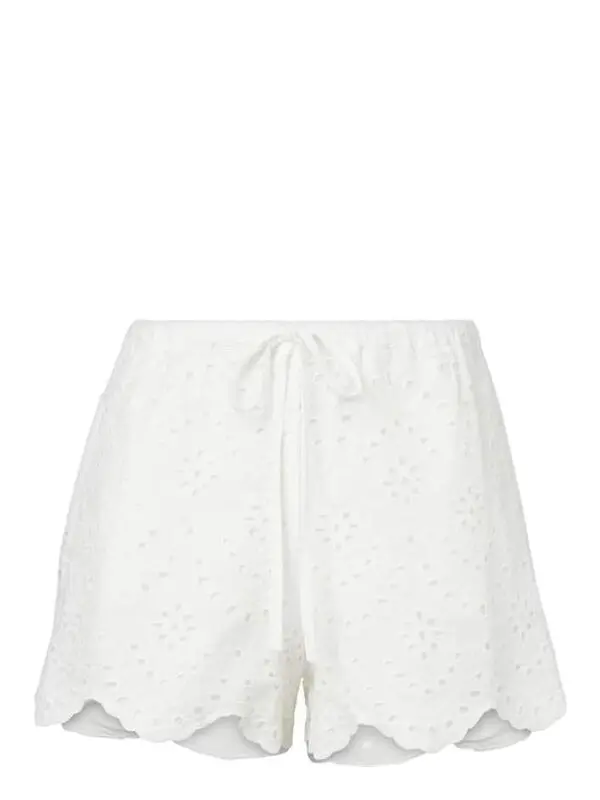 Poupette St Barth Broderie Anglaise Cotton Cruse Shorts - White