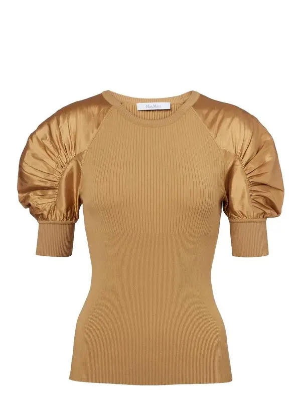 Max Mara Ribbed-knit Crêpe Top - Beige
