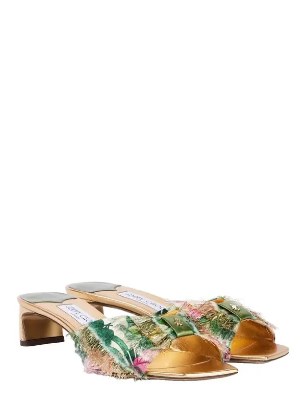 JIMMY CHOO Annika 35 Embellished Mules - Green