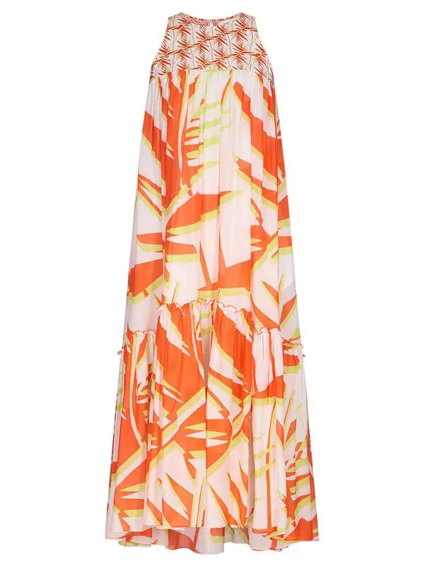 Diane Von Furstenberg Melisse Abstract-print Maxi Dress - Palm Geo Orange Giant