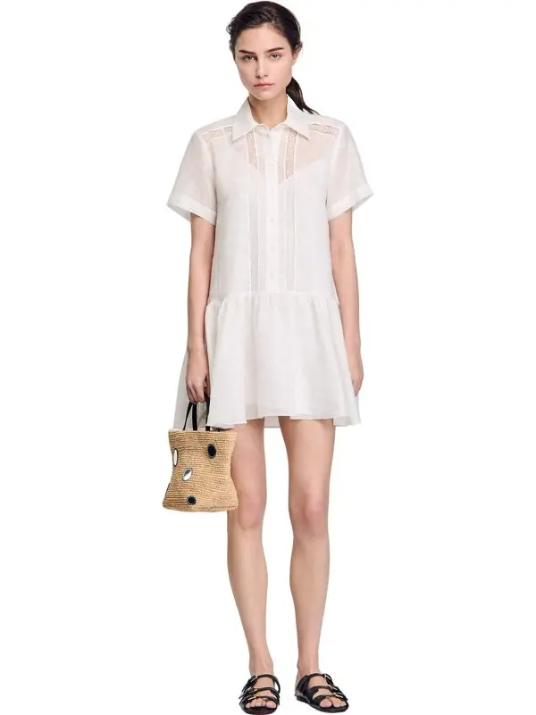 Sandro Mini Dress With Lace Trim - White