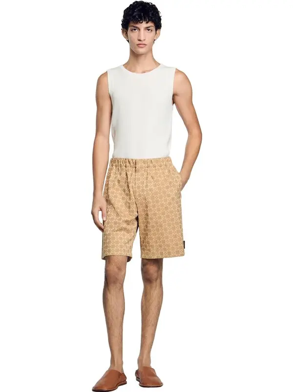 Sandro Square Cross Jacquard Shorts - Sand