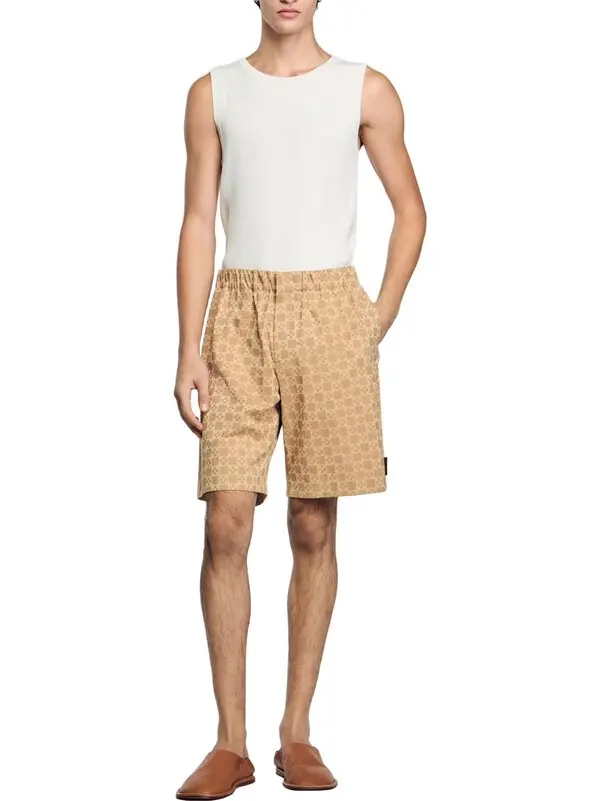 Sandro Square Cross Jacquard Shorts - Sand