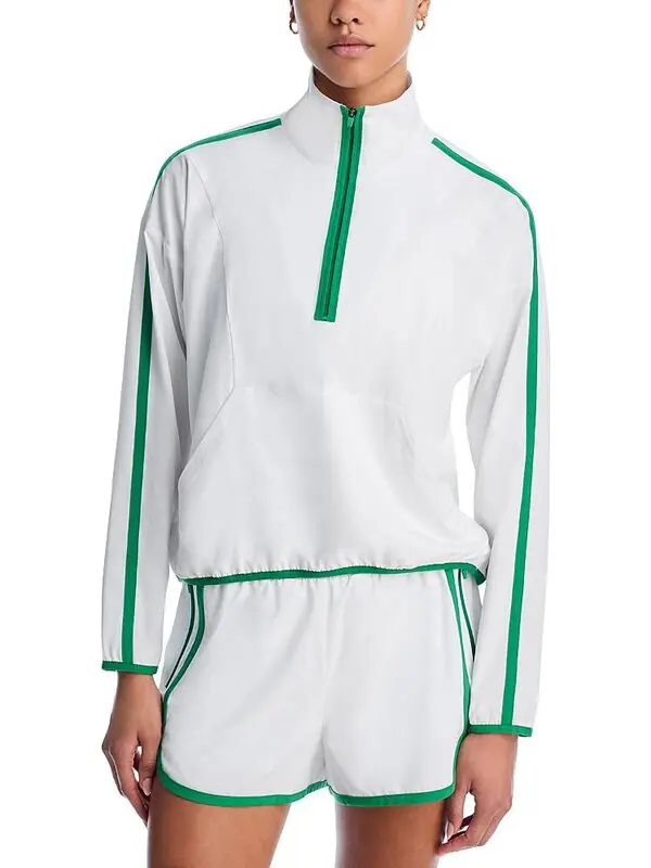 Beyond Yoga Course Contrast Half Zip Sweatshirt - True White/home Court Green