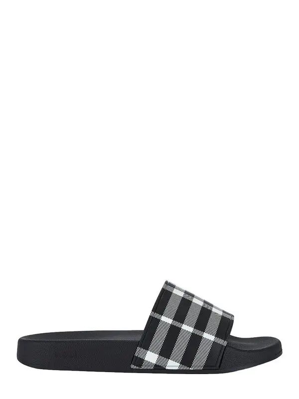 Burberry Furley Check Slides - Black & Calico Check