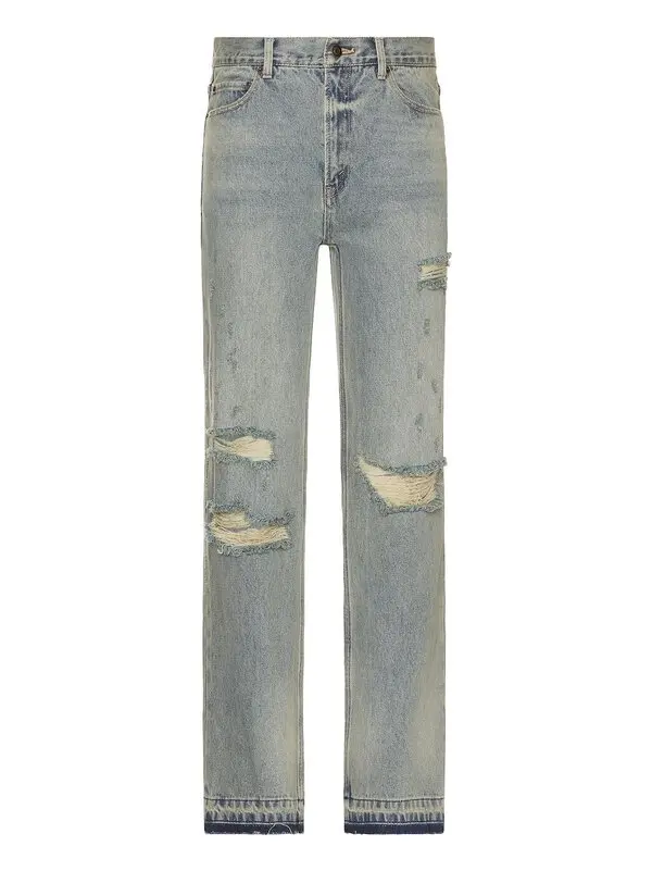 MIDNIGHT RODEO Distressed Denim Jeans - Blue Wash