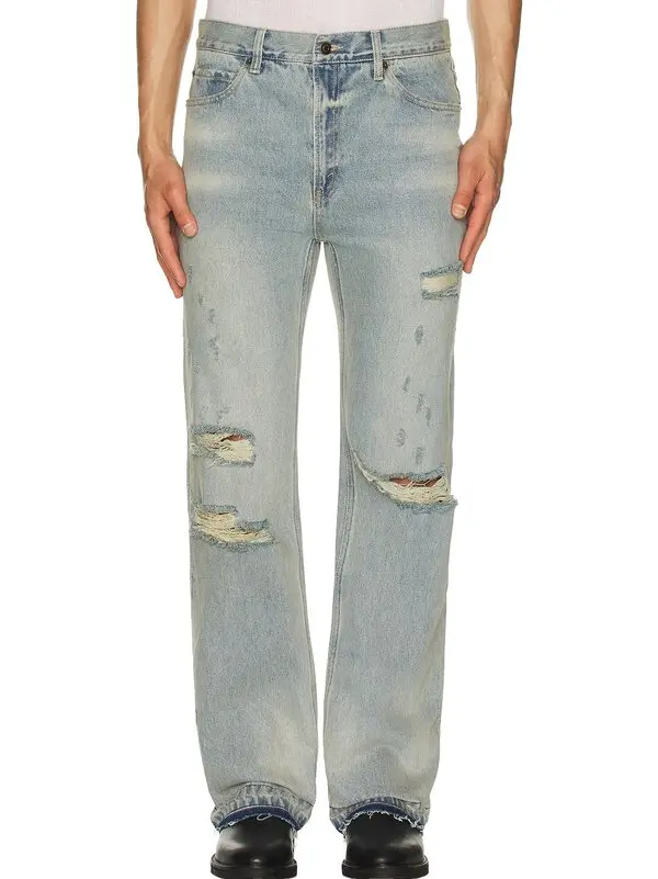 MIDNIGHT RODEO Distressed Denim Jeans - Blue Wash
