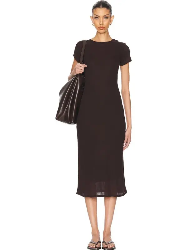 LESET Rozzi Double Layer Tee Dress - Chocolate