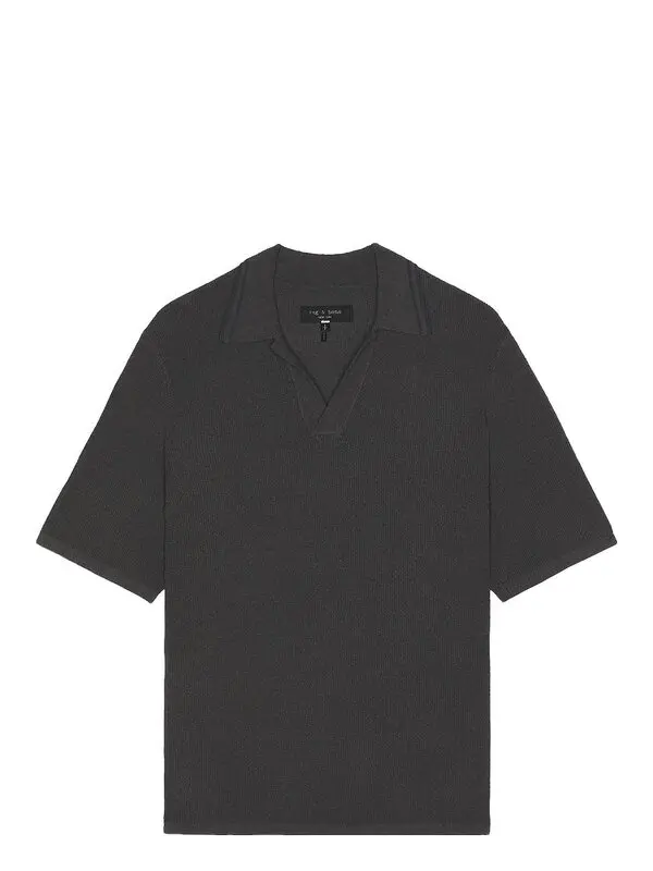 Rag & Bone Rib Johnny Polo In Grey - Dark Grey
