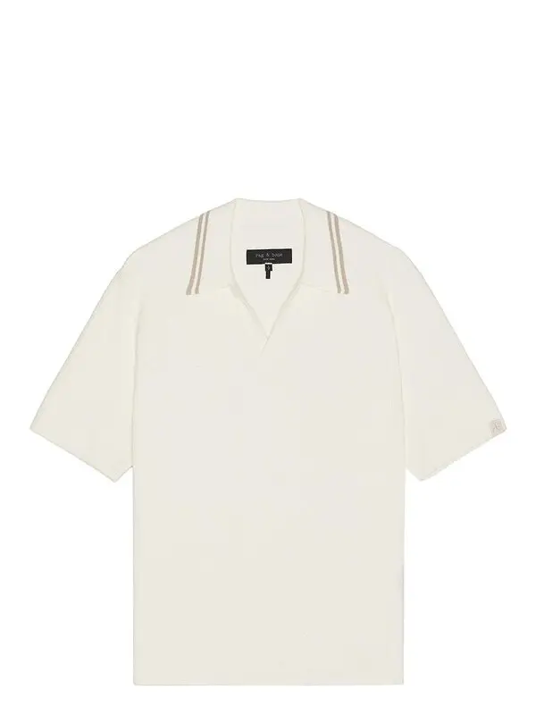 Rag & Bone Rib Johnny Polo In Grey - Ivory