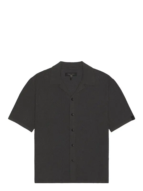Rag & Bone Zig-zag Avery Short Sleeve Shirt In Grey - Dark Grey