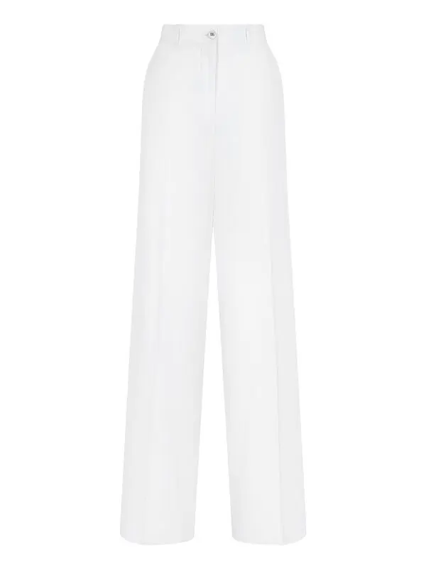 Dolce & Gabbana Flared Cotton Gabardine Pants - White