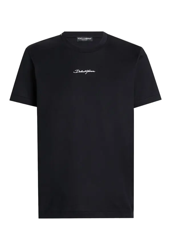 Dolce & Gabbana Cotton T-shirt With Embroidered Patch - Blue
