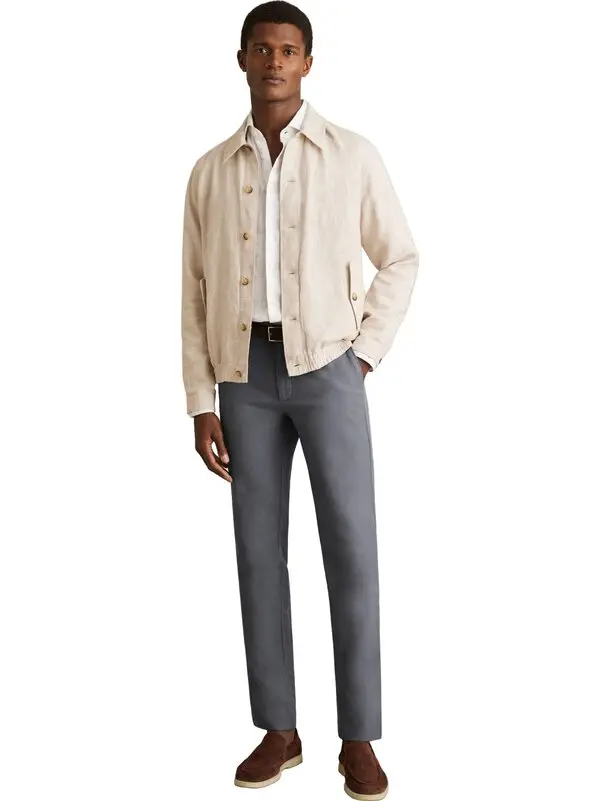 REISS Dobby Cotton-piqué Slim-fit Chinos - Airforce Blue