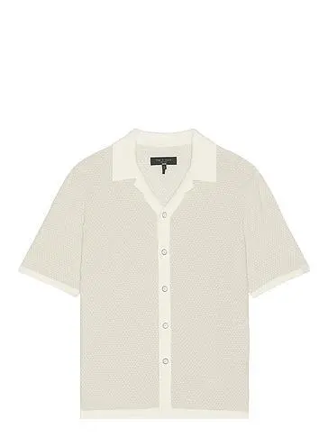Rag & Bone Zig-zag Avery Short Sleeve Shirt - Ivory