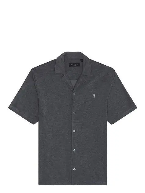 ALLSAINTS Felix Button Down Shirt In Navy - Pitched Blue