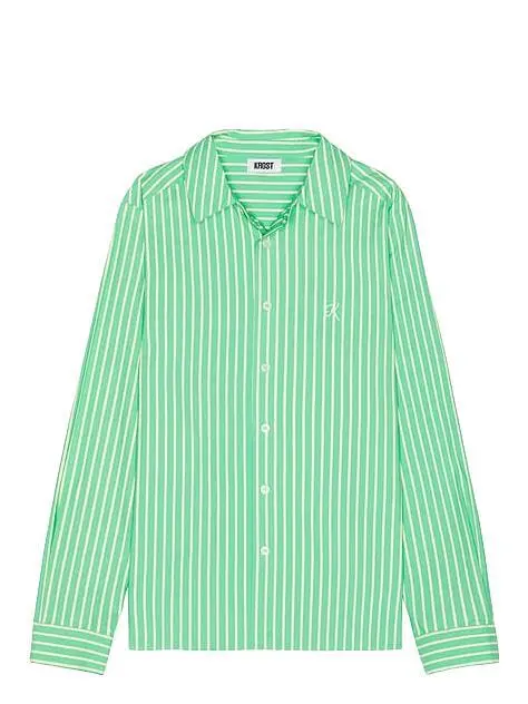 KROST Breeze Poplin Button Up Shirt In Green - Neptune Green