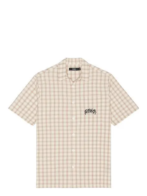 FORMER Manners Check Short Sleeve Shirt - Taupe