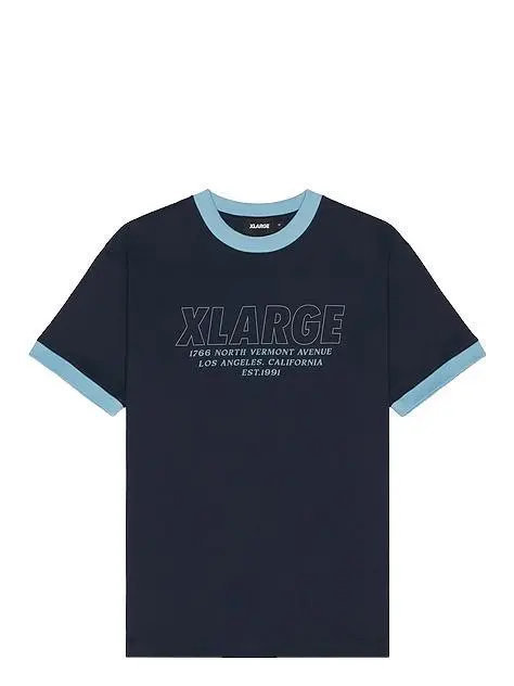 XLARGE Store Address Ringer Tee In Blue - Navy
