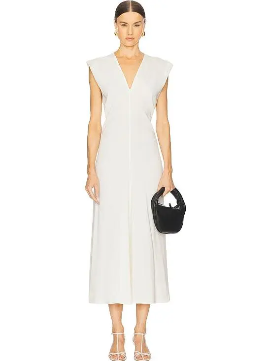 ST. AGNI Plunge Drape Dress - Off White