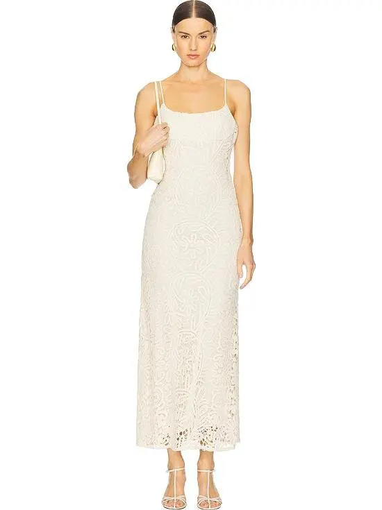 Bardot Adoni Crochet Midi Dress - Light Beige