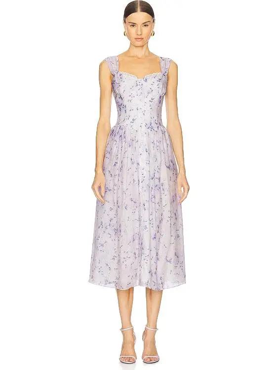 Bardot Malea Midi Dress - Blu Floral