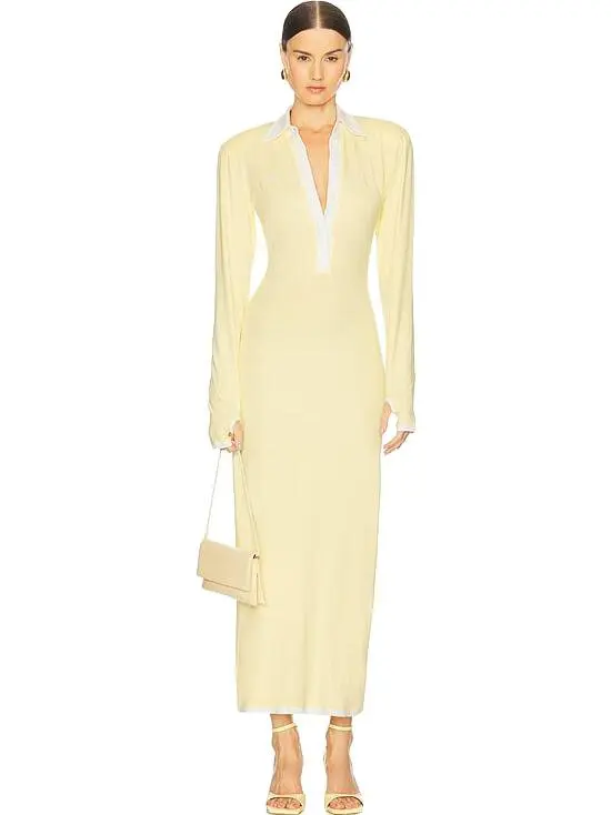ROWEN ROSE Long Sleeve Polo Dress - Yellow