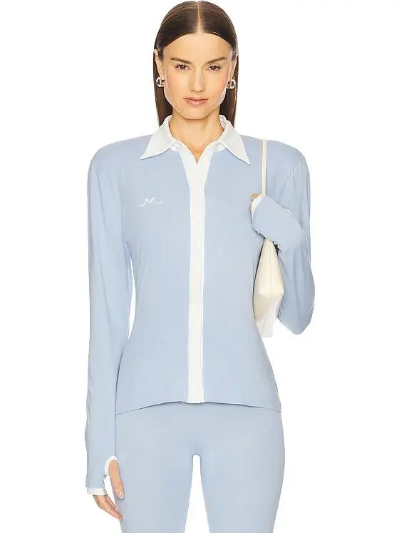 ROWEN ROSE Long Sleeve Polo Top - Blue