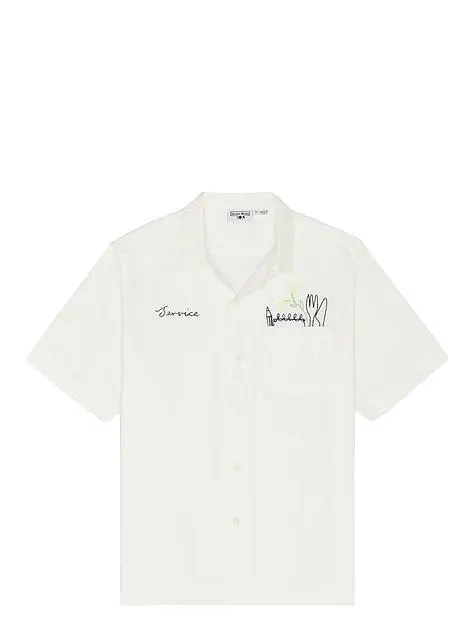 SERVICE WORKS Necessities Short Sleeve Shirt In White - Off White