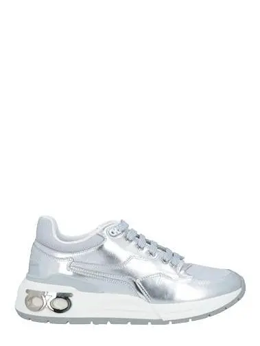 FERRAGAMO Calfskin And Textile Sneakers - Silver